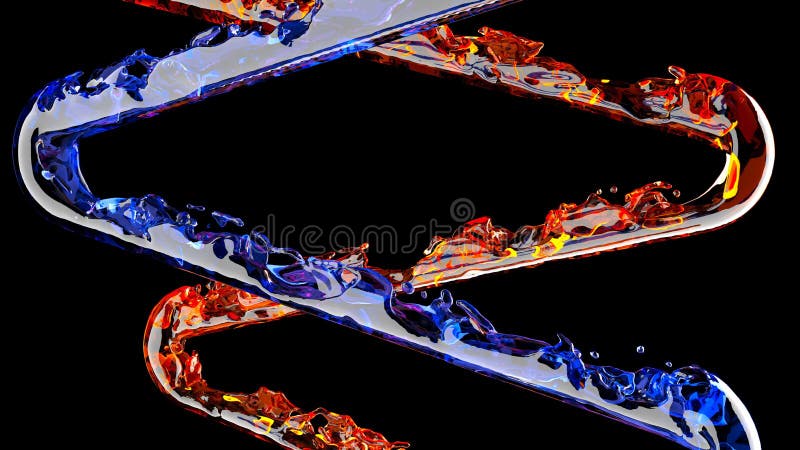 Contemporary Color Liquid Two Stream Jet on Black 3d Stock Illustration ...