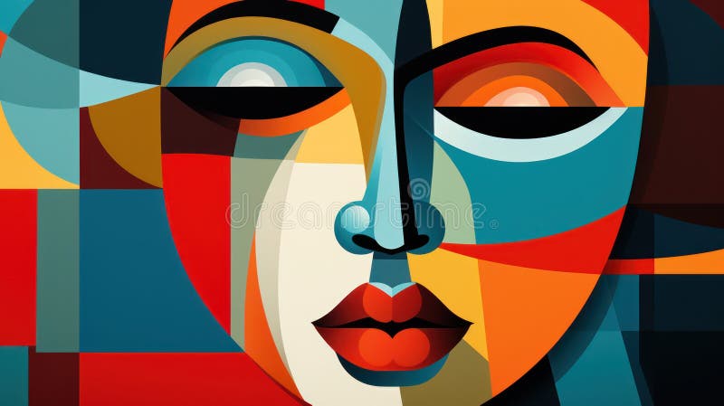 Contemporary Colorful Creative Portrait AI Generated Stock Illustration ...