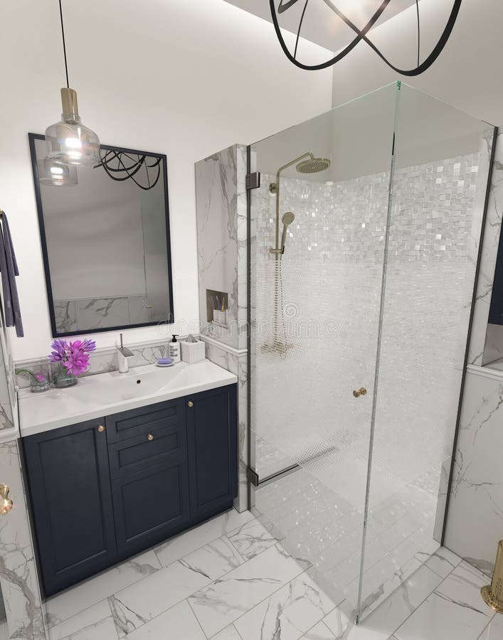 Master Bathroom Design Ideas 3D Render Stock Illustration ...