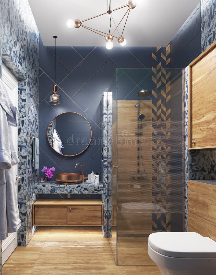 Master Bathroom Design Ideas, 3D Render Stock Illustration ...