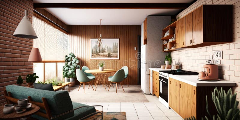 Contemporary Compact Design of Modern Kitchen in Stylish Home Stock ...