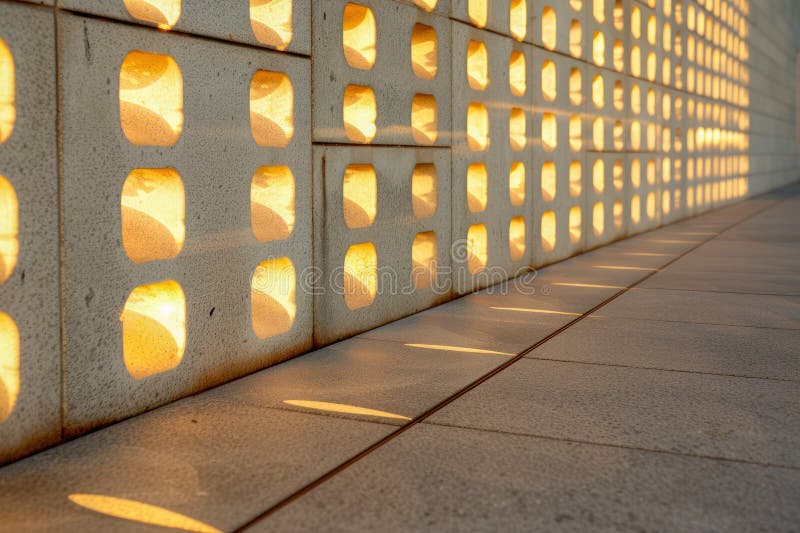 Illuminated Architect Shadow a Modern Building Facade with Intricate ...