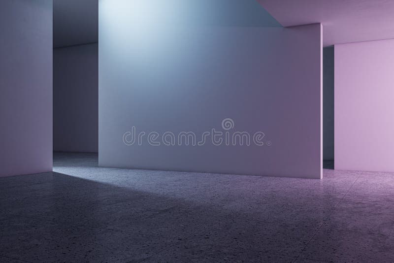 Contemporary Concrete Gallery Interior with Mock Up Place on Wall and ...