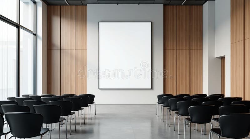 Contemporary Conference Hall Design with Rows of Chairs, and Blank ...