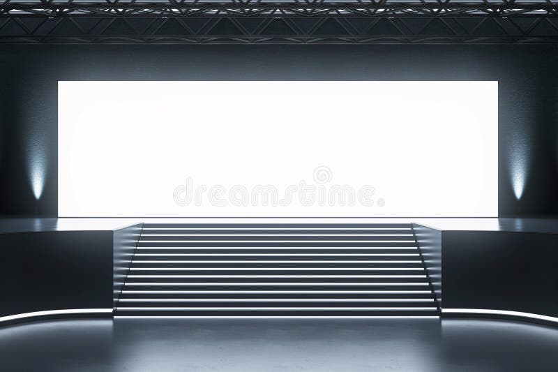 Contemporary Conference Hall with Spotlight and Blank White Screen ...