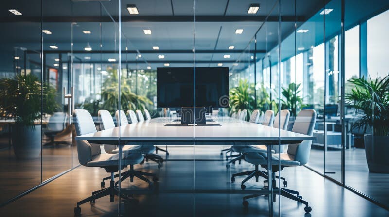 Contemporary Conference Room Interior with City View. AI Generative ...