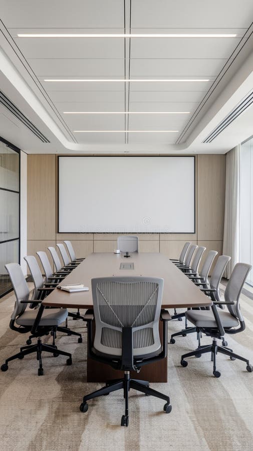 Contemporary Conference Room with a Rectangular Table and a Blank ...