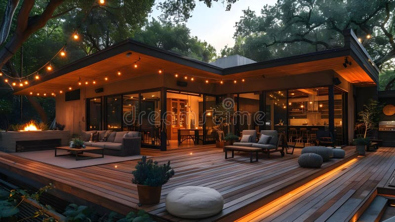 Contemporary Cozy Home with Spacious Deck and L-Shaped Layout. Concept ...