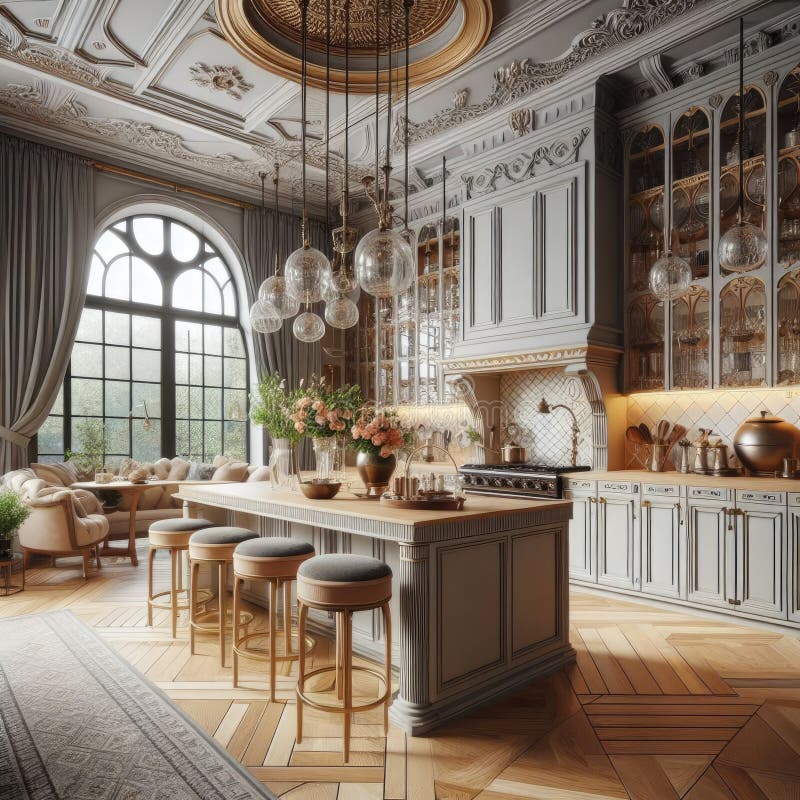 Contemporary Culinary Space Modern Kitchen Interior with Home Decor. AI ...