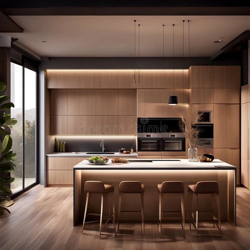 Contemporary Culinary Space Modern Kitchen Interior with Home Decor. AI ...