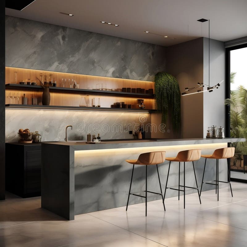 Contemporary Culinary Space Modern Kitchen Interior with Home Decor. AI ...