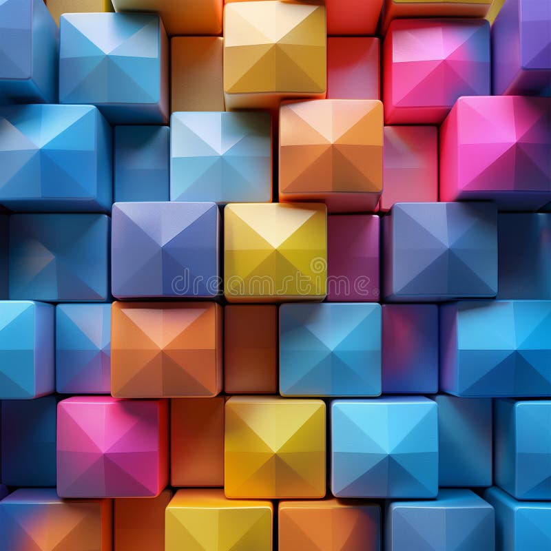 Contemporary 3D Geometric Cubes Pattern High-Resolution Vibrant Design ...