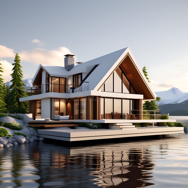 Contemporary 3D Render: Isolated House on a White Background Stock ...