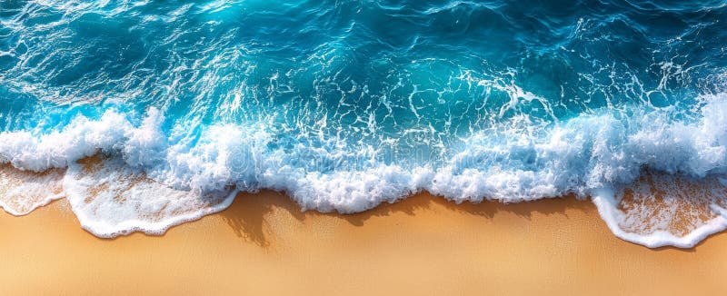 A Contemporary 3D Top View of a Beach with Waves, Highlighting a ...