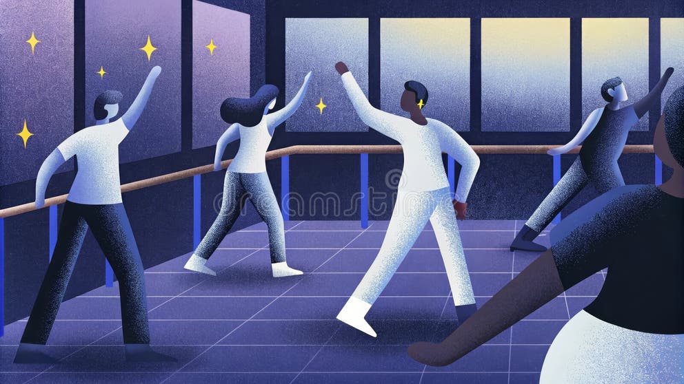 Contemporary Dance Class: Diverse Group Practicing in Modern Studio ...