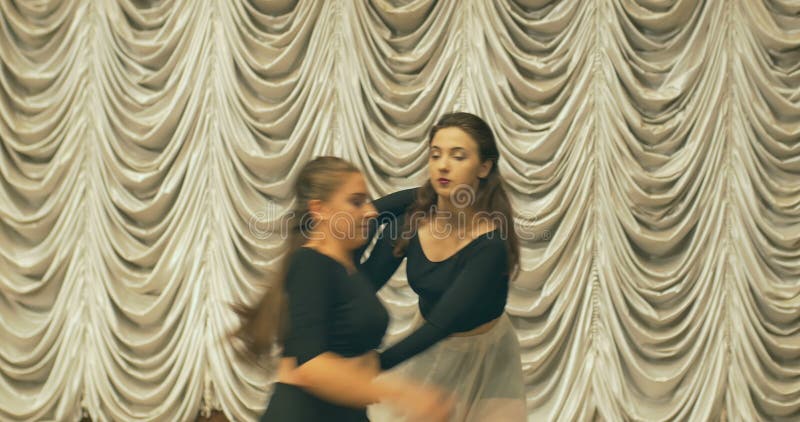 Contemporary Dance Performance of Dancers on the Stage. Front View ...