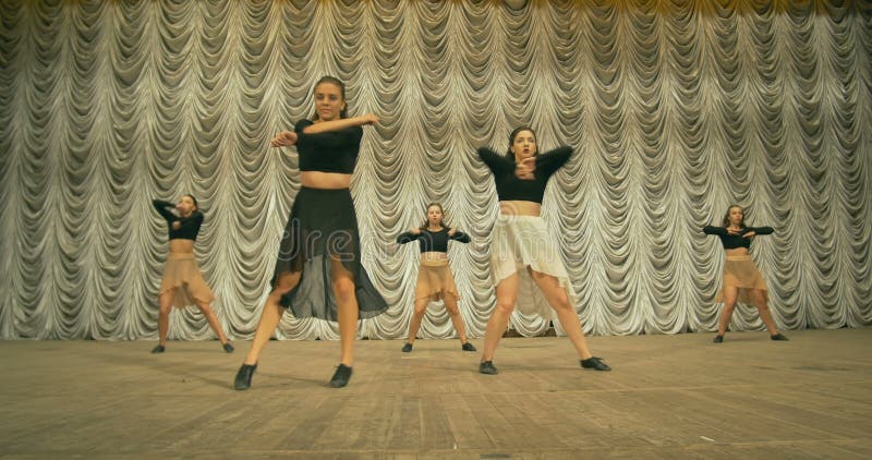 Contemporary Dance Performance of Dancers on the Stage. Front View ...