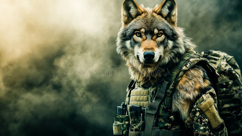 A Contemporary Depiction of a Wolf Dressed in Modern Military Gear ...