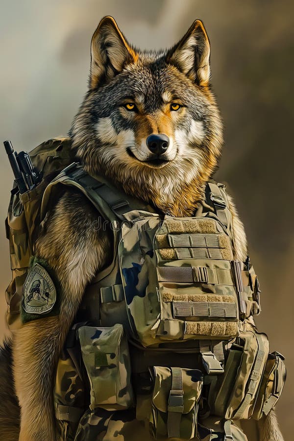 A Contemporary Depiction of a Wolf Dressed in Modern Military Gear ...