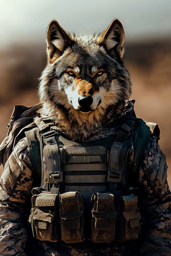 A Contemporary Depiction of a Wolf Dressed in Modern Military Gear ...