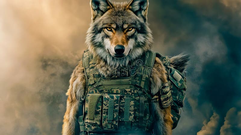 A Contemporary Depiction of a Wolf Dressed in Modern Military Gear ...