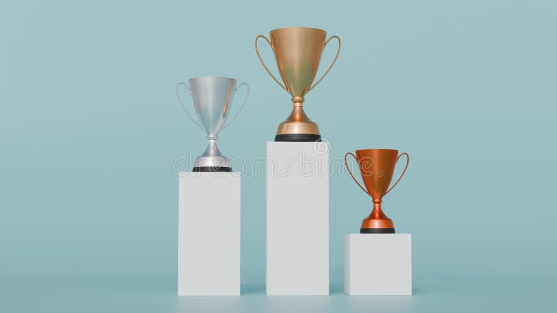 A Contemporary Design Gold, Silver, and Bronze Trophies Stock ...