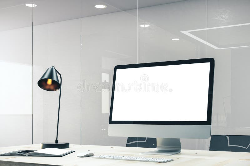 Contemporary Designer Desktop with Computer Stock Illustration ...