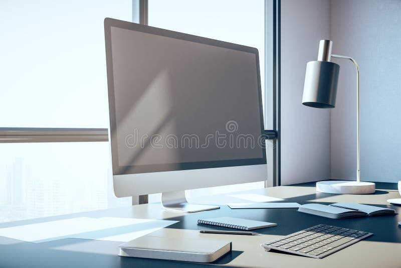 Contemporary Designer Desktop Stock Illustration - Illustration of ...