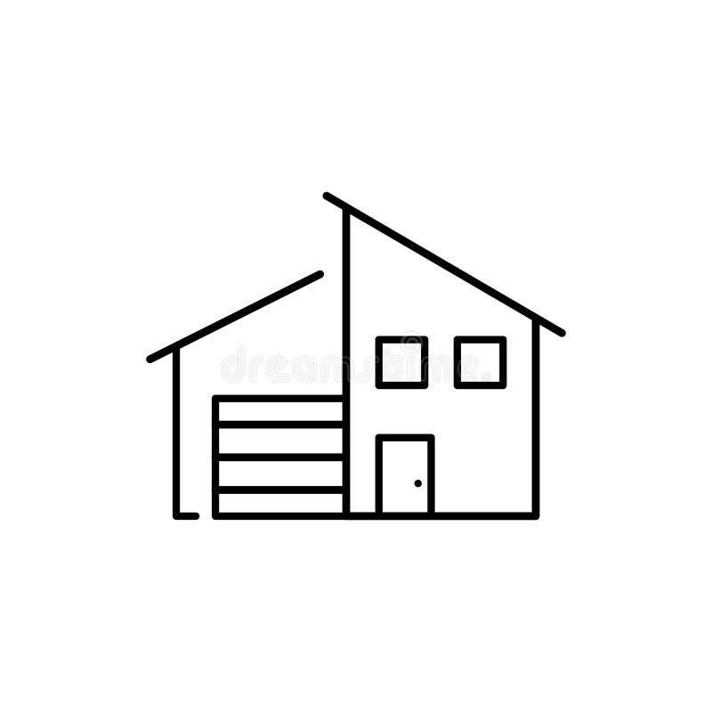 Detached Garage with Roll-up Doors and Hanging Garden Tools on the ...