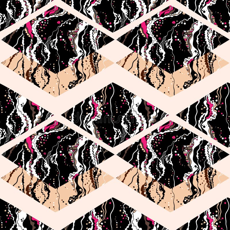 Contemporary Diamond Shapes Multicolor Seamless Pattern, Marble Like ...