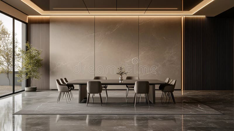 A Contemporary Dining Area Featuring a Large Table, Complemented by ...
