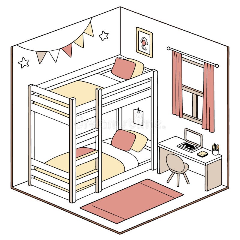 A Contemporary Dorm Interior with Stacked Bunk Beds. Inviting Rest and ...