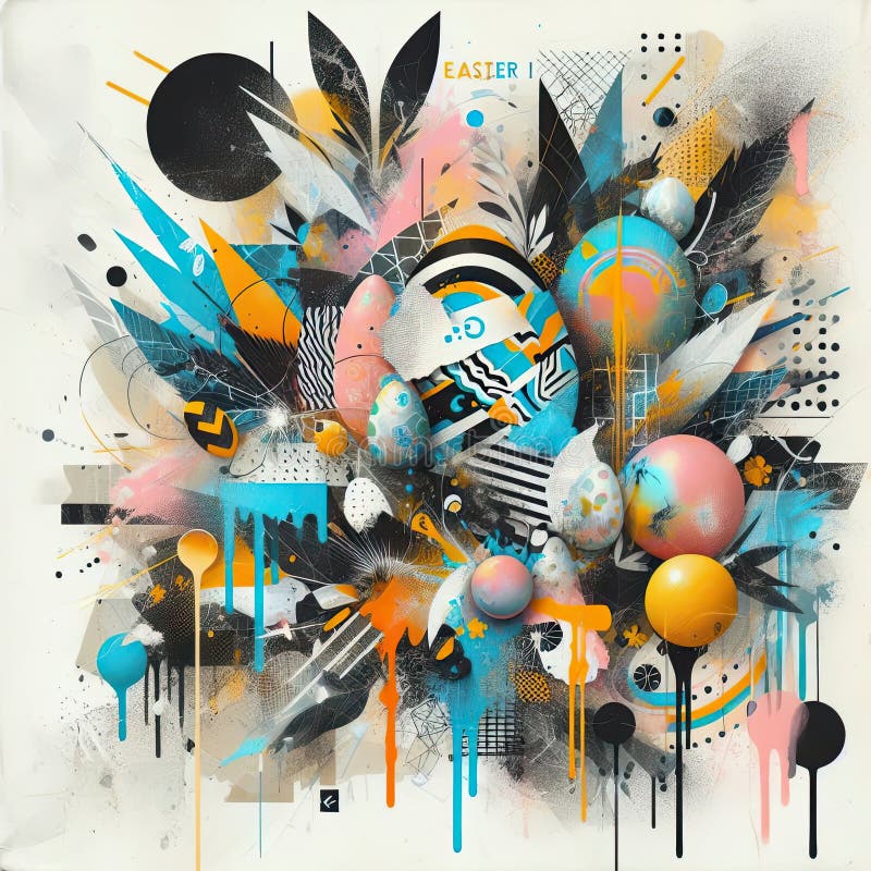 Contemporary Easter Artwork with Bright Shapes Stock Illustration ...