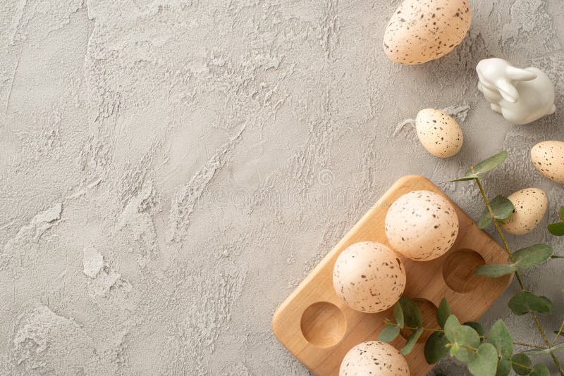 Contemporary Easter Top View Design with Eggs in Soft Hues Placed in a ...