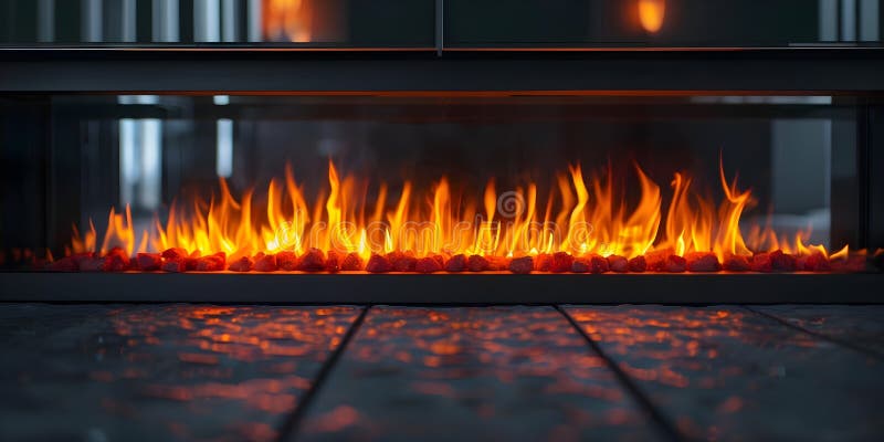 Contemporary Electric Fireplace with Artificial Flames a Modern Heating ...