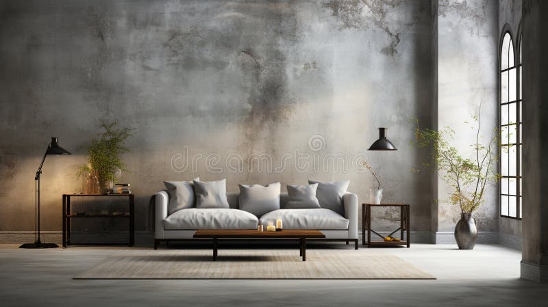 Contemporary Empty Concrete Wall Painted in Cement Front View ...