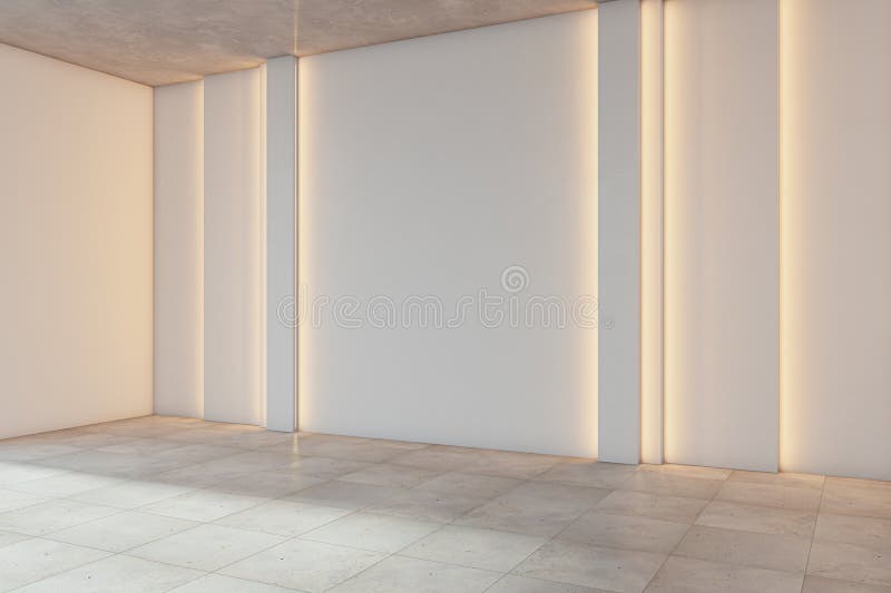 Contemporary Empty Gallery Room Interior with Mock Up Place on ...