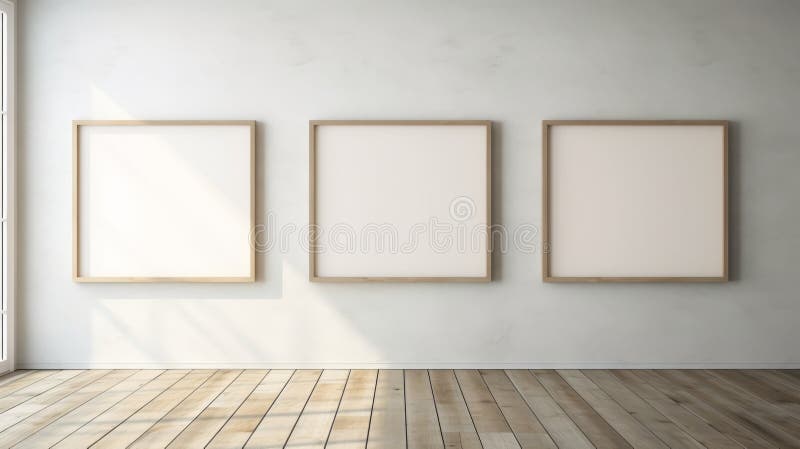 Contemporary Empty Picture Frames in Light-filled Room Stock ...