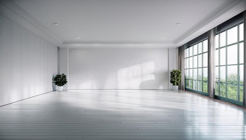 Contemporary Empty White Spacious Interior with Mock Up Place. 3D ...