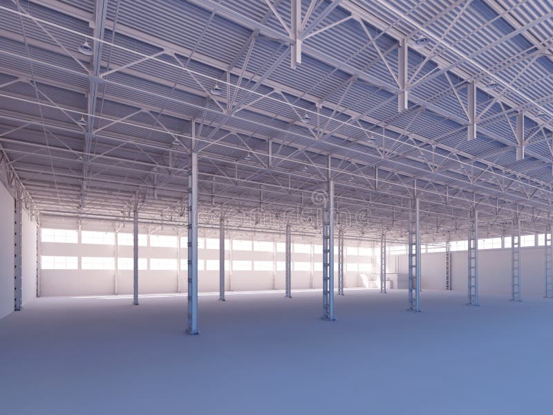 Contemporary Empty White Warehouse Illuminated by Sunlight Interior 3d ...