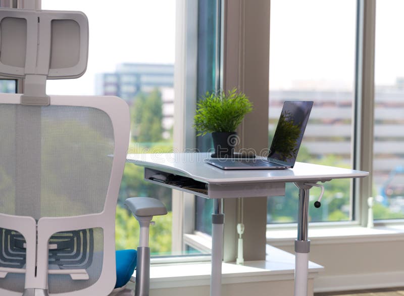 Contemporary Empty Working Space with Laptop on a Table, Work from Home ...