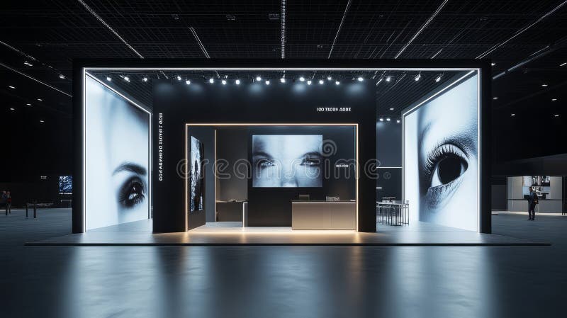 Contemporary Exhibition Booth with Three Vertical Panels, High-res ...