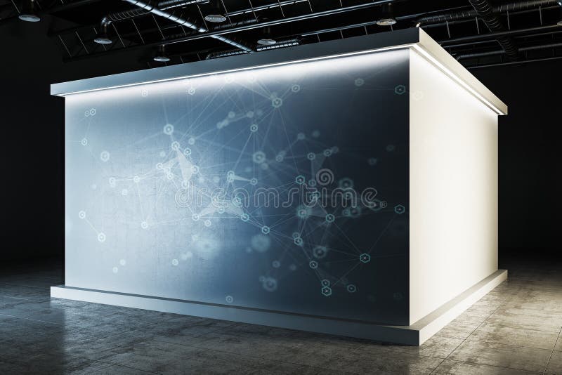 Contemporary Exhibition Hall with Projection Stock Illustration ...
