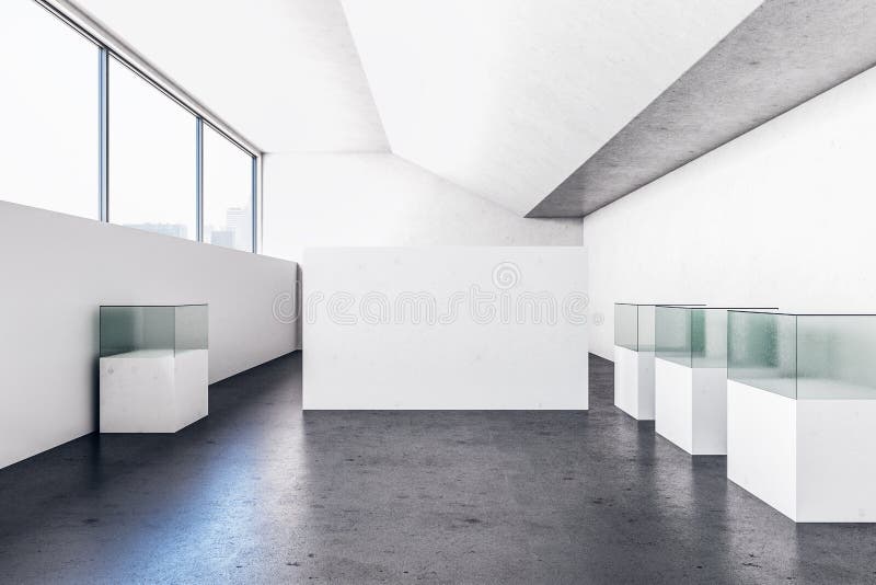 Contemporary Exhibition Interior Stock Illustration - Illustration of ...