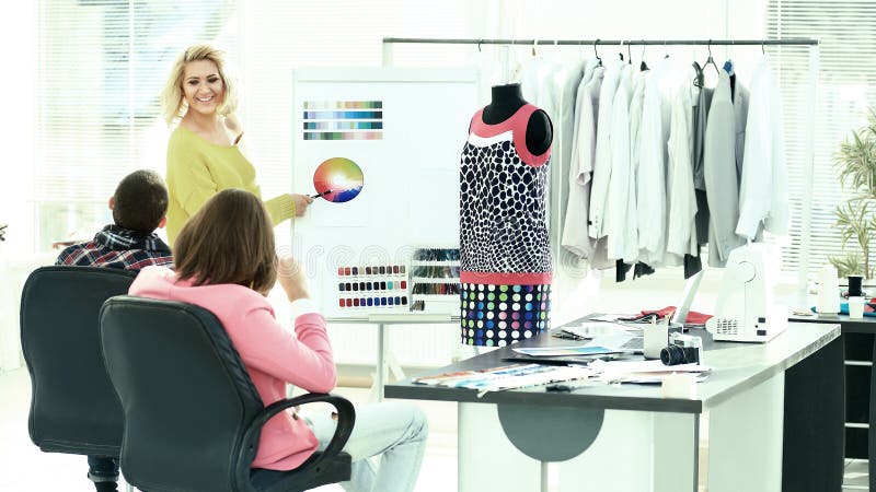 Contemporary Fashion Designer with the Creative Team Stock Photo ...