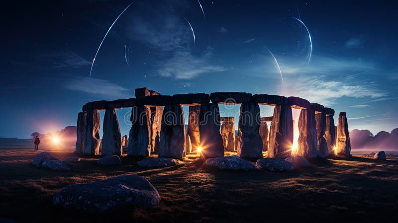 Contemporary Fire Torches on an Ancient Stone Circle Landscape ...