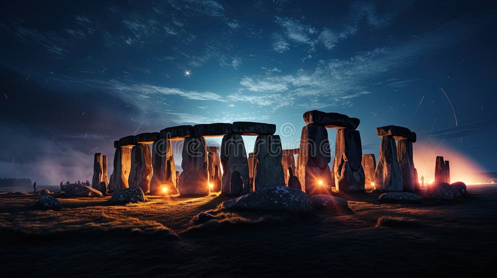 Contemporary Fire Torches on an Ancient Stone Circle Landscape ...