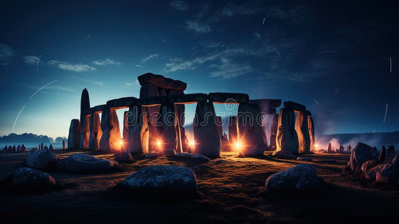 Contemporary Fire Torches on an Ancient Stone Circle Landscape ...