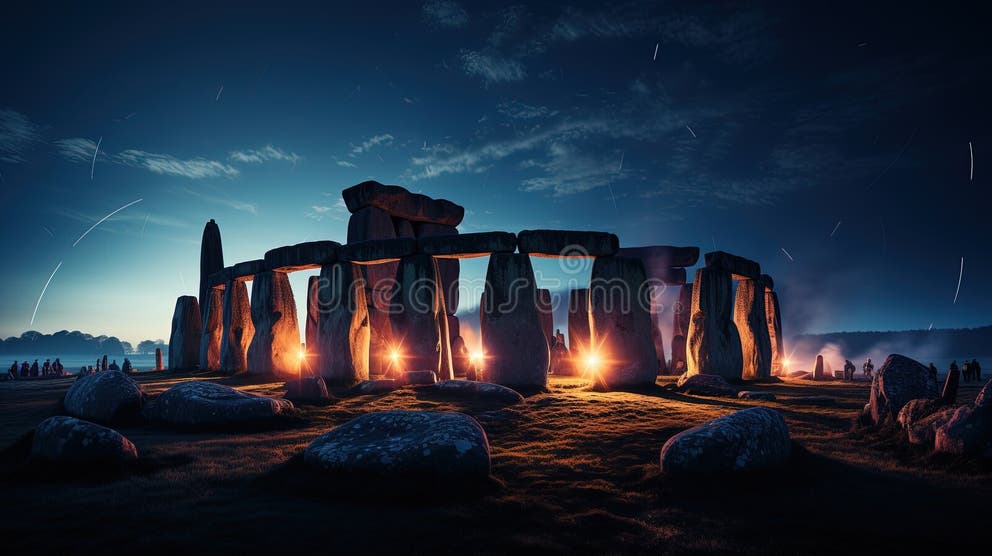 Contemporary Fire Torches on an Ancient Stone Circle Landscape ...