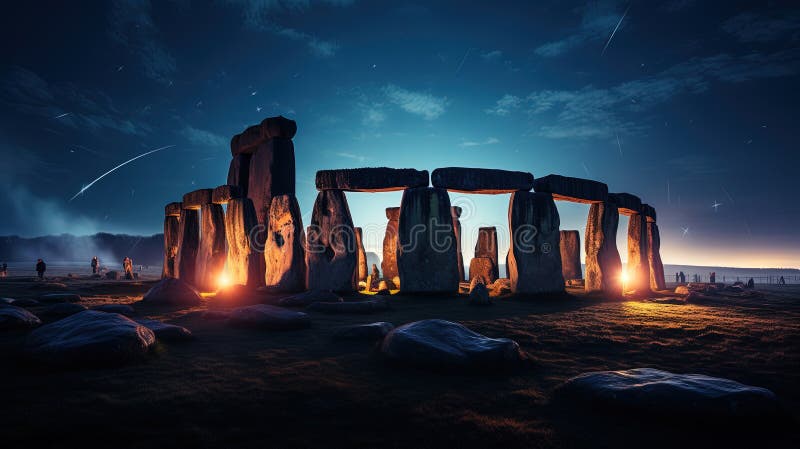 Contemporary Fire Torches on an Ancient Stone Circle Landscape ...